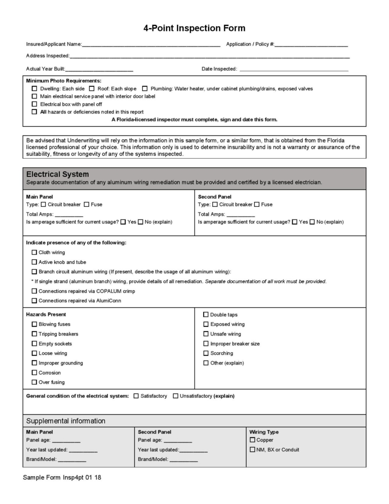 4 Point Home Inspection Form - LAB Home Inspections LLC