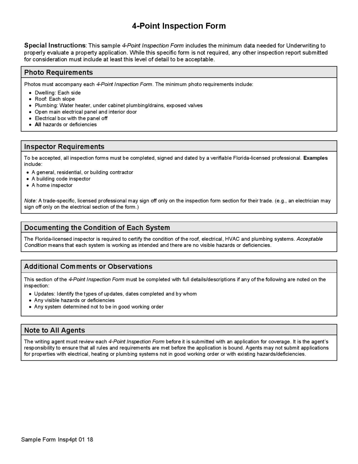 4 Point Home Inspection Form - LAB Home Inspections LLC